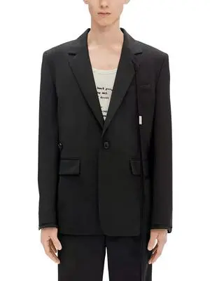 ANN DEMEULEMEESTER Strap-detail Wool Blazer - 099|black